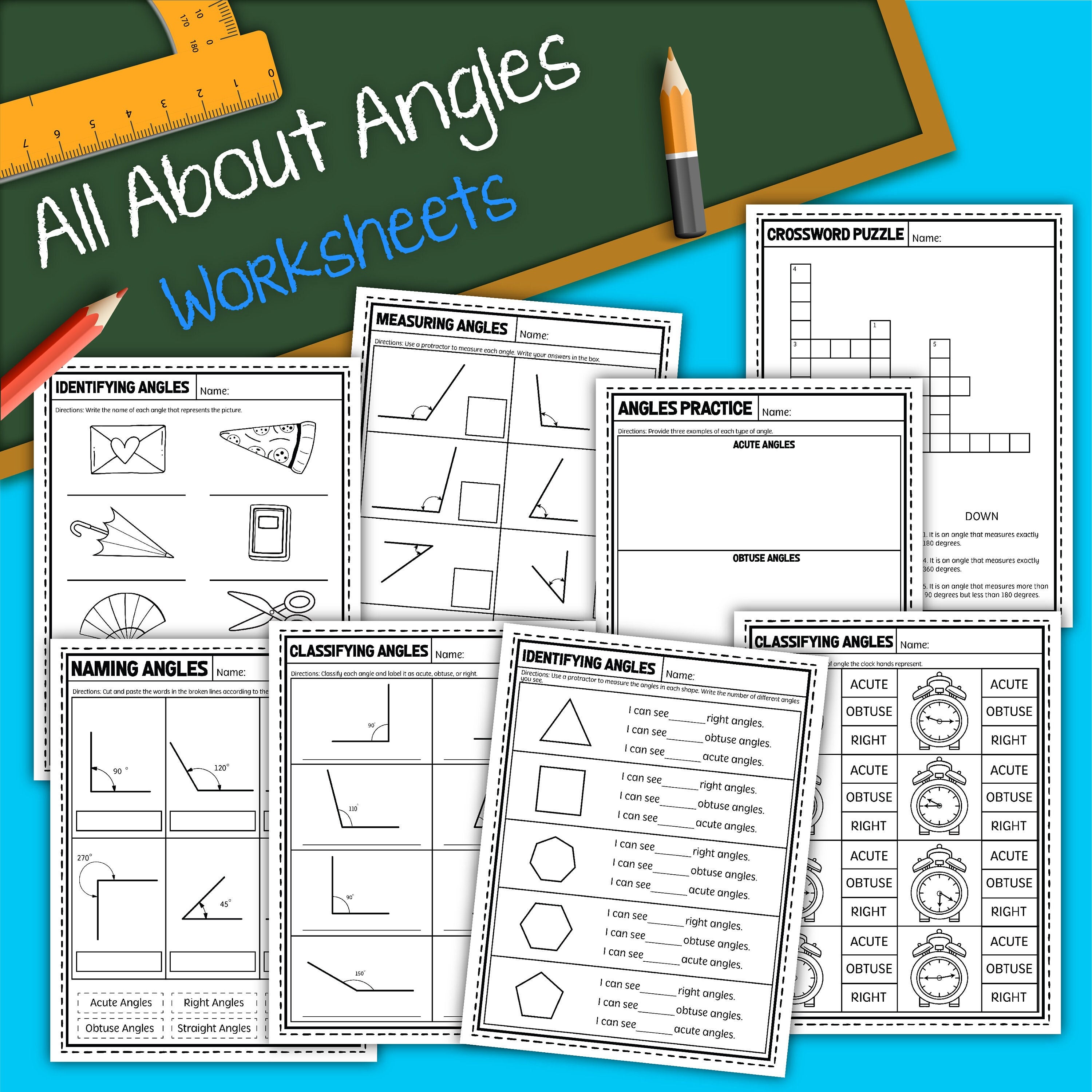 All About Angles Printable Set, Angles, Digital Download, Printable ...