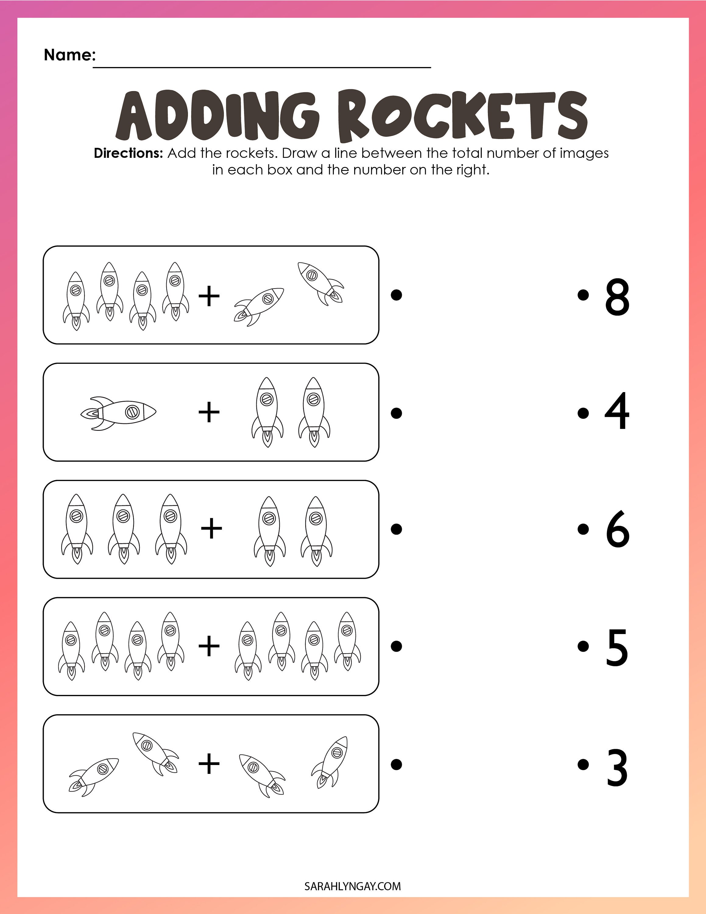 Rockets, Rocket Math, Digital Download, Instant Download, Kids ...