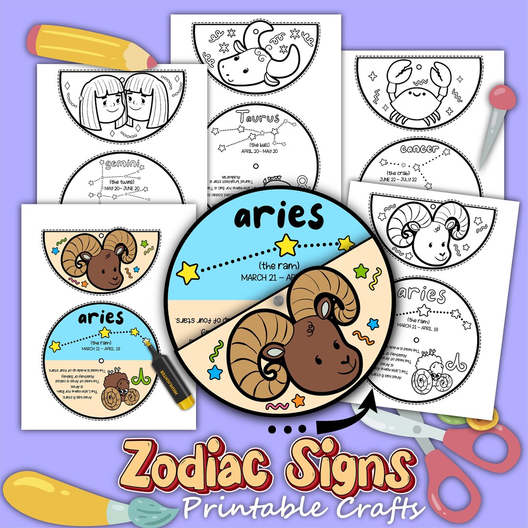 Zodiac Signs Animal Coloring Craft, Zodiac Signs, Printable Craft ...
