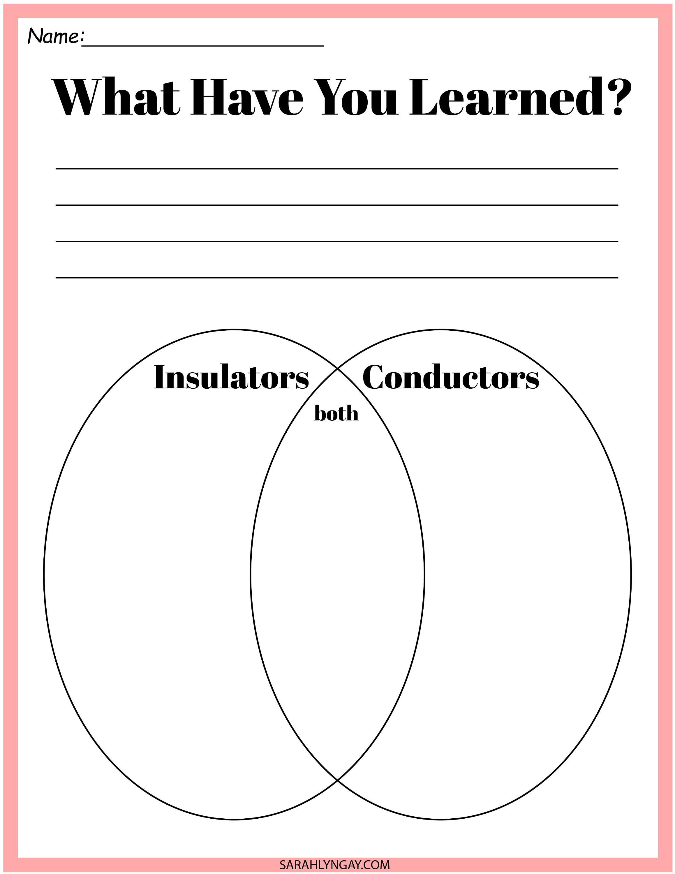 Insulators & Conductors for Kids, Instant Download, STEM Workbook ...