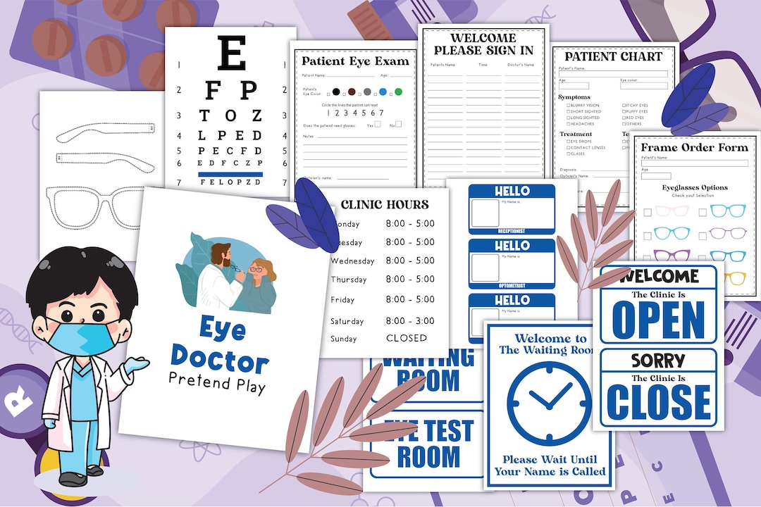 Eye Doctor Printable Set Pretend Play Digital Download - Etsy