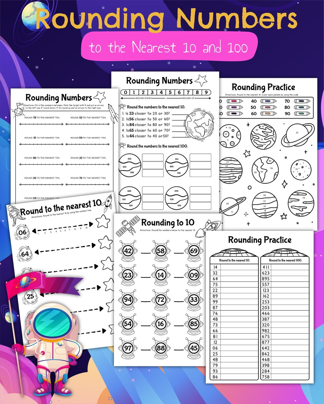 Rounding Numbers Printable Set, Rounding Numbers, Digital Download ...