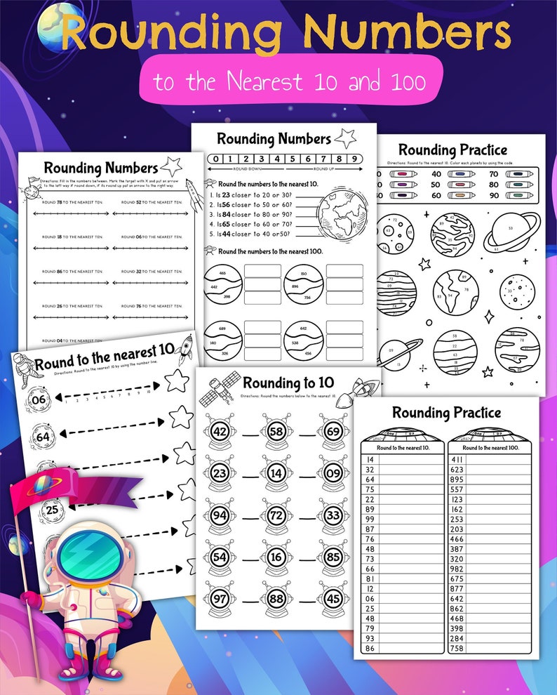 Rounding Numbers Printable Set, Rounding Numbers, Digital Download ...