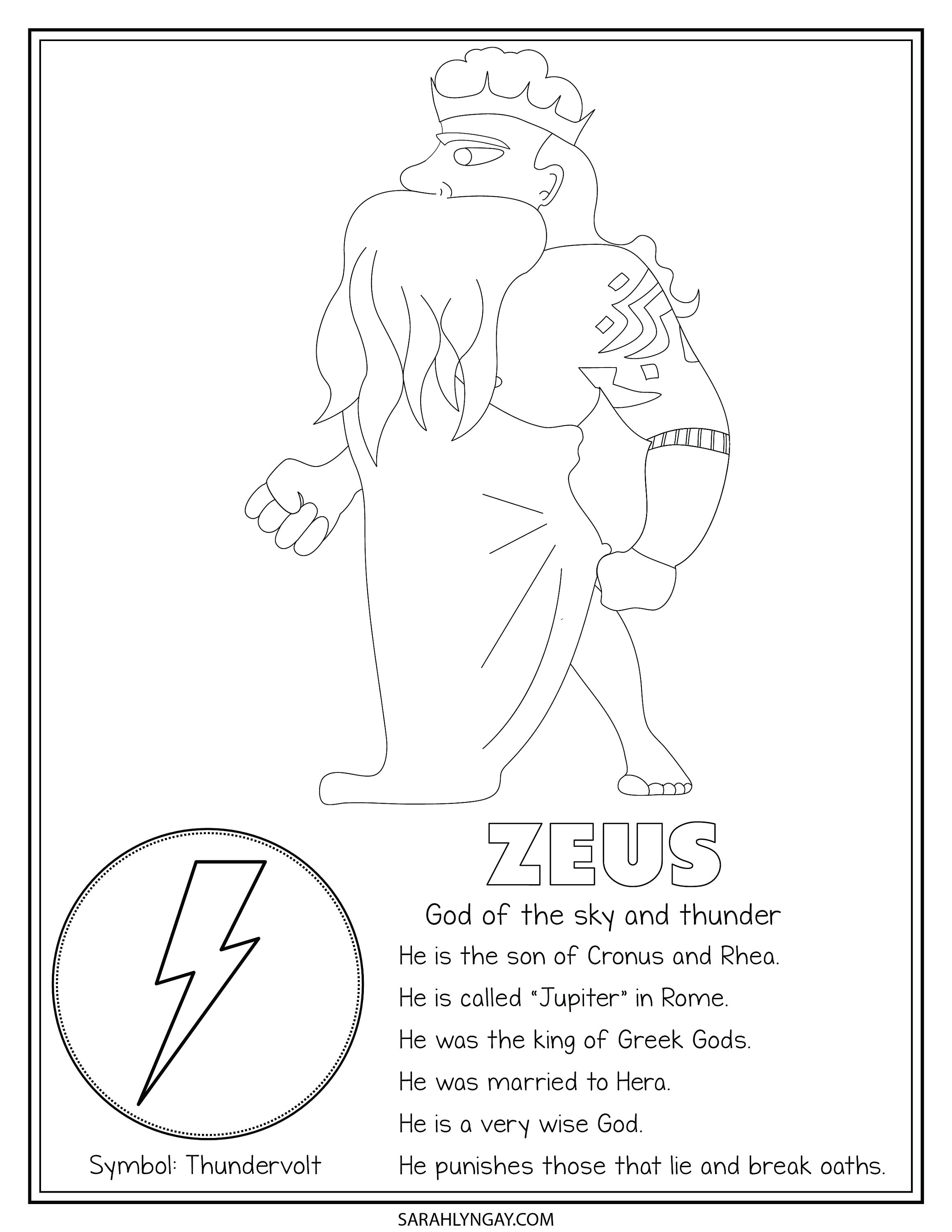 Greek Gods and Goddesses Coloring Pages, Digital Download, Instant ...