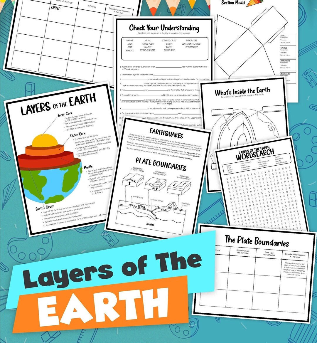 Layers of the Earth Printable Set - Etsy