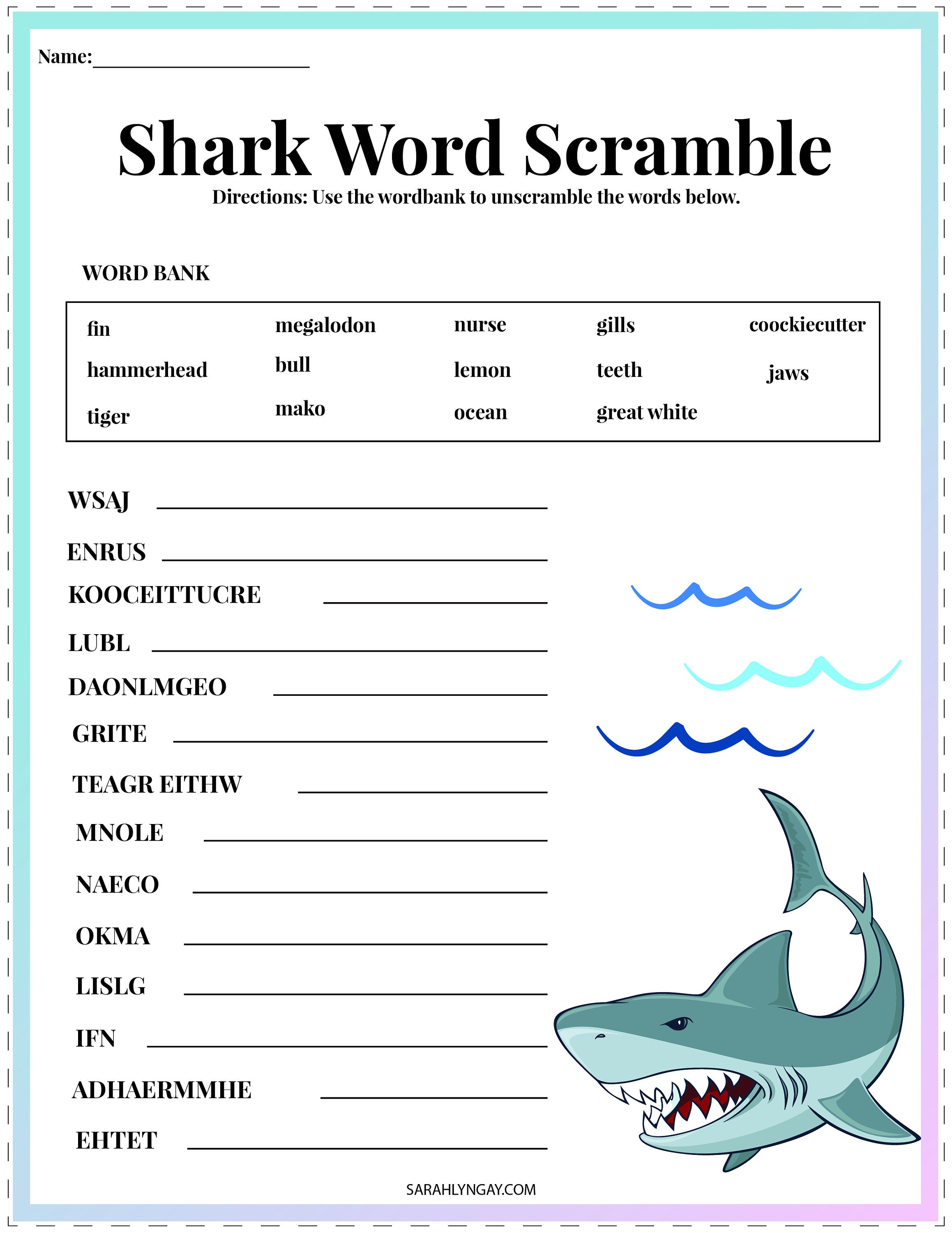 Sharks, Shark Activity Set, Shark Facts, Digital Download, Instant ...