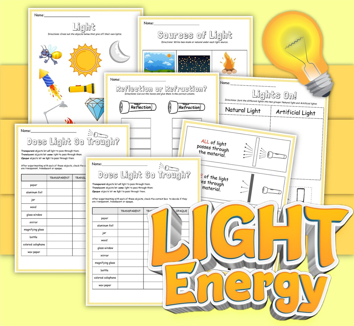 Light Energy Activity Pack, Instant Download STEM Workbook, Digital ...