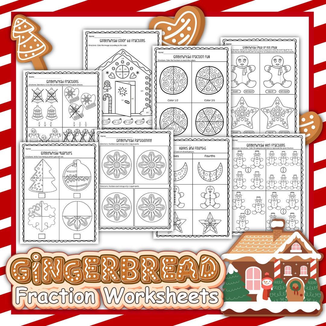 Gingerbread Fraction Activities, Fraction Activities, Digital Download ...