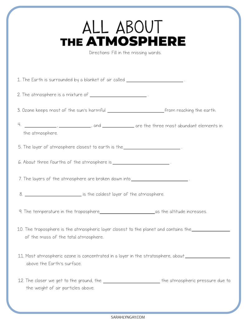 Layers of the Atmosphere, Atmosphere, Digital Download, Instant ...