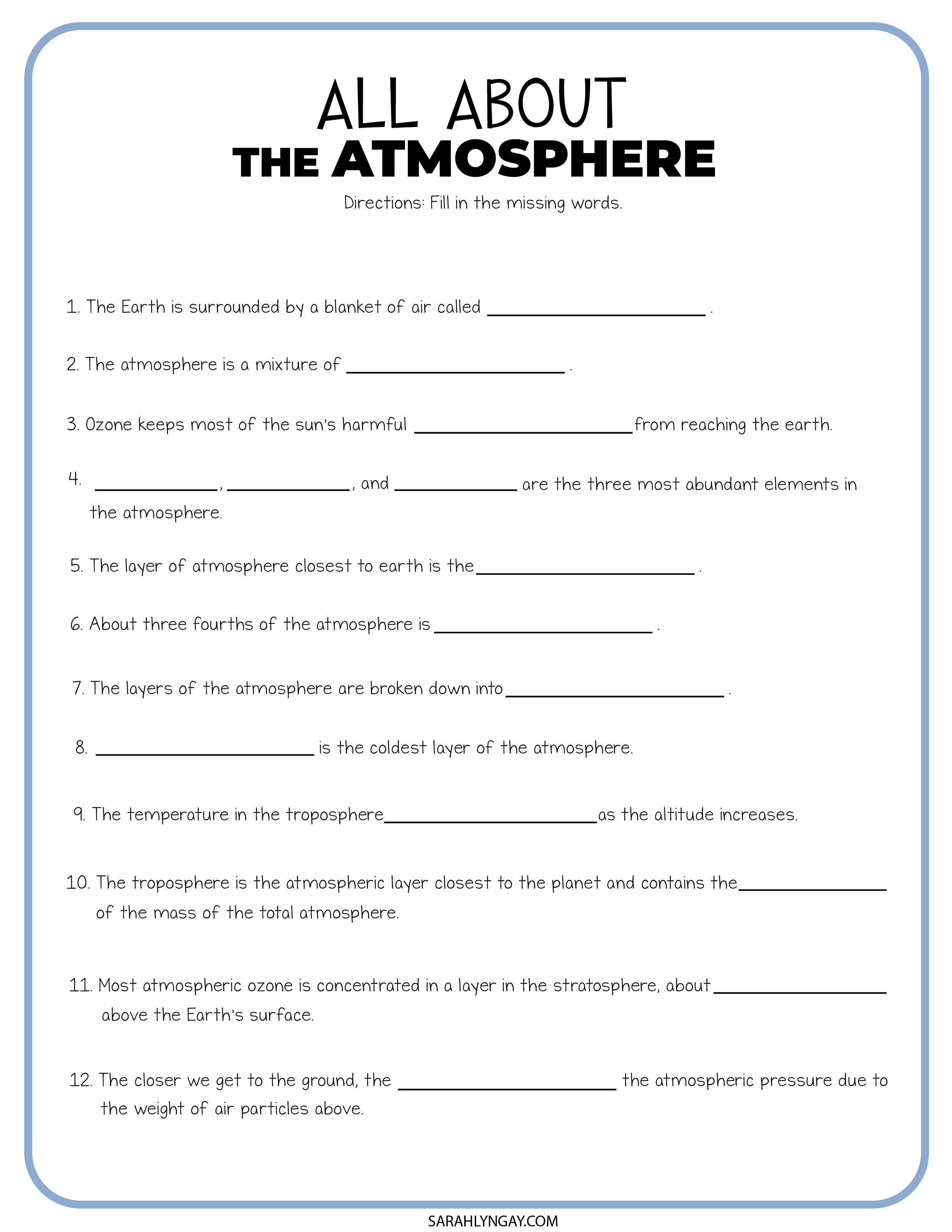 Layers of the Atmosphere, Atmosphere, Digital Download, Instant ...