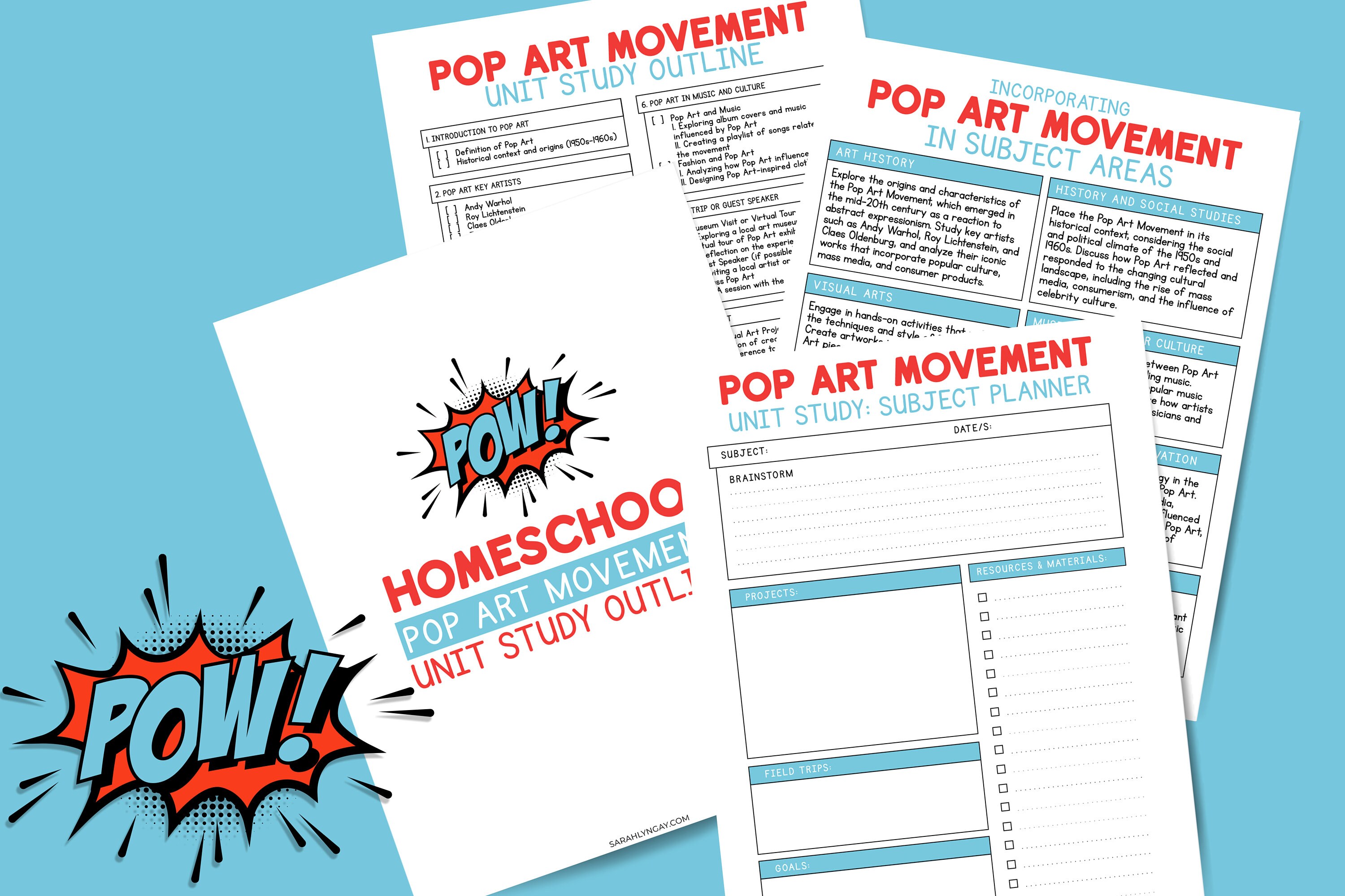 Pop Art Movement Unit Study Outline, Pop Art, Digital Download, Instant ...