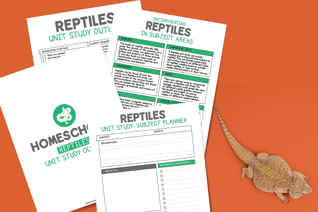Homeschool Reptiles Unit Study Outline, Homeschool, Reptiles, Digital Download, Printable ...