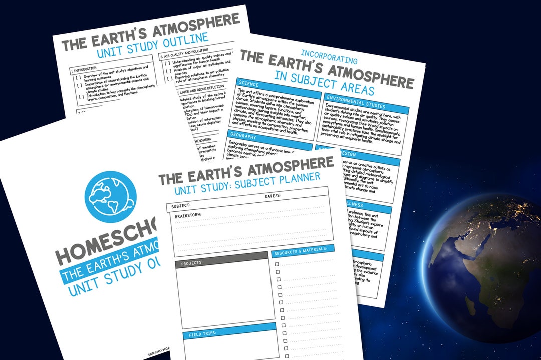 The Earth's Atmosphere Unit Study Outline, Earth's Atmosphere, Digital ...