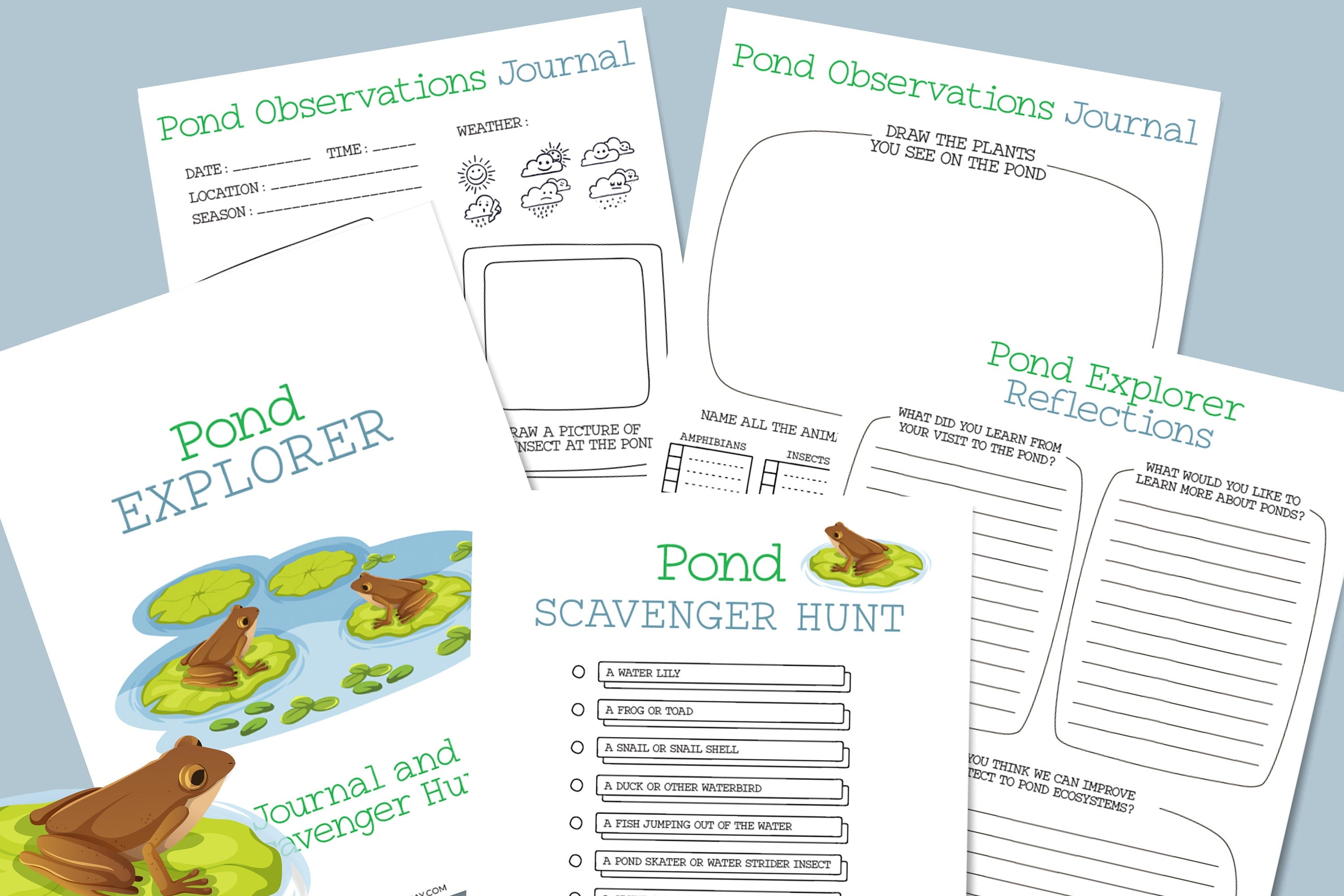 Pond Explorer Journal and Scavenger Hunt, Digital Download, Instant ...