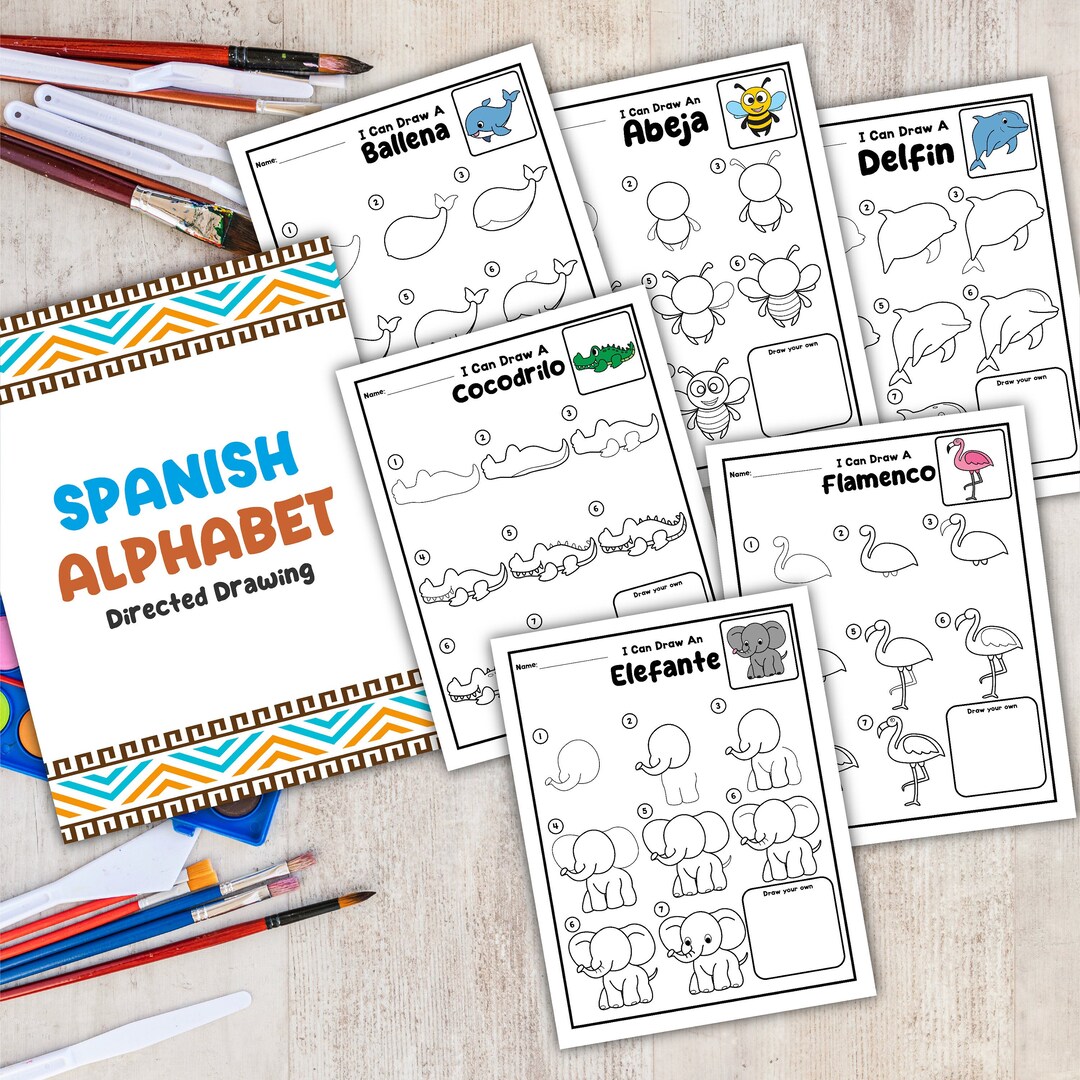 Spanish Alphabet Directed Drawing, Spanish, Directed Drawing, Digital ...