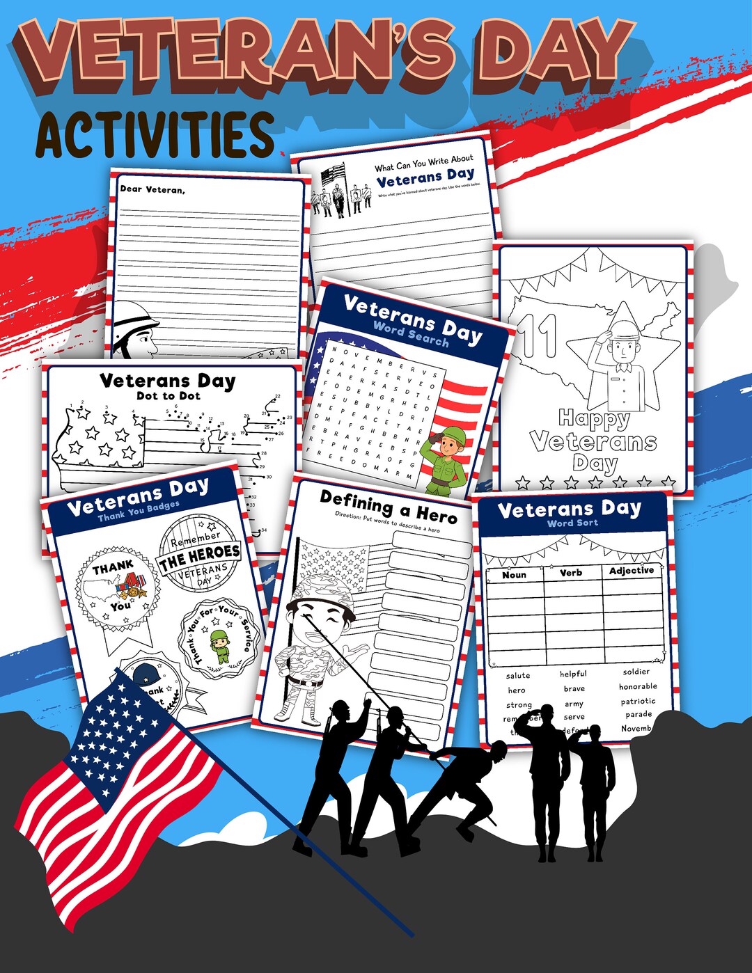 Veteran's Day Printable Activity, Digital Download, Instant Download ...