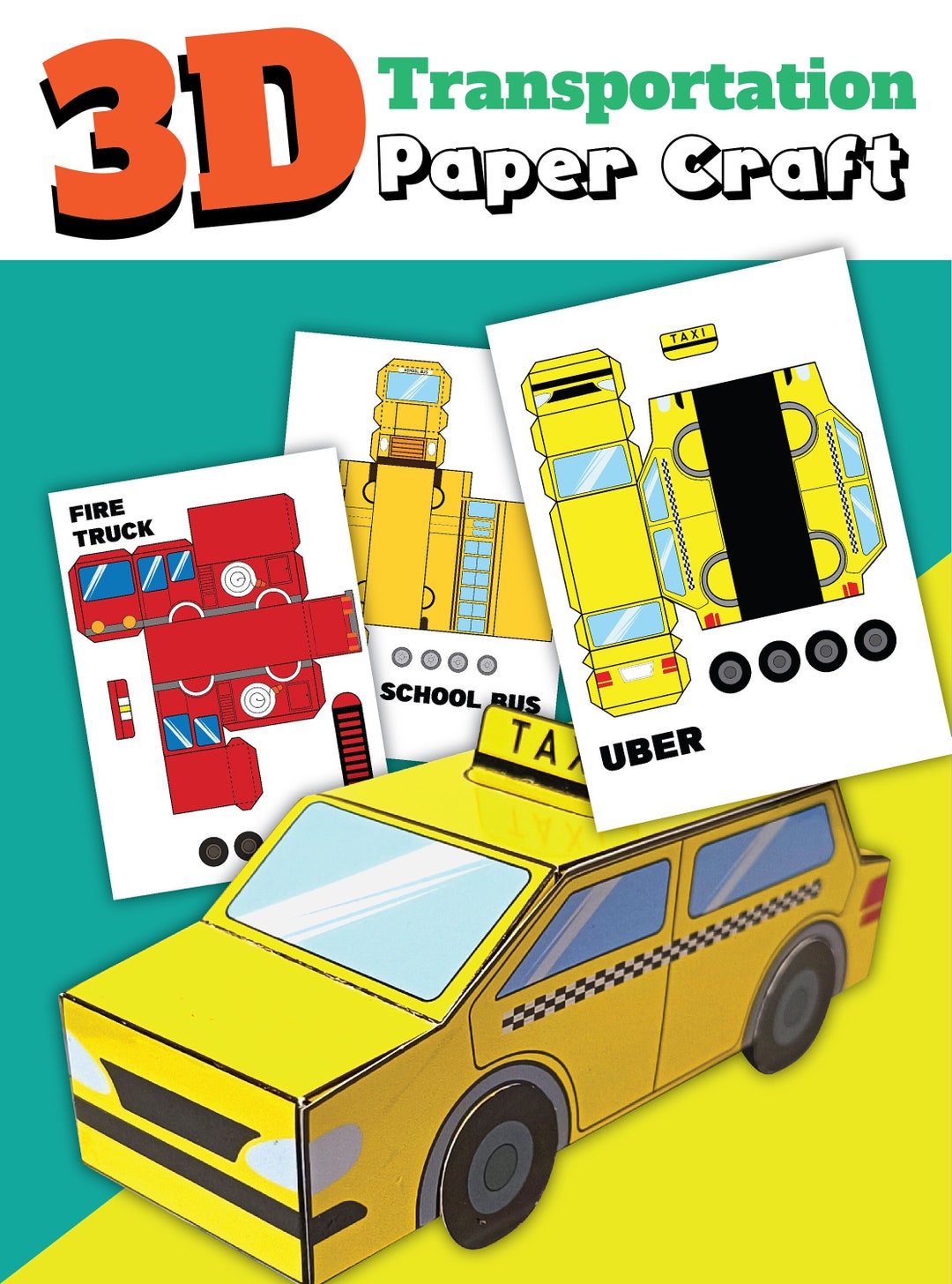 3D Transportation Diorama Printable Set, Transportation, Digital ...