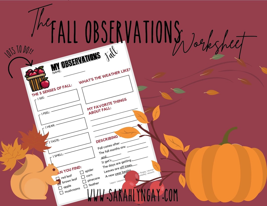 Fall Observations Worksheet, Instant Download, STEM Worksheet, STEM for ...