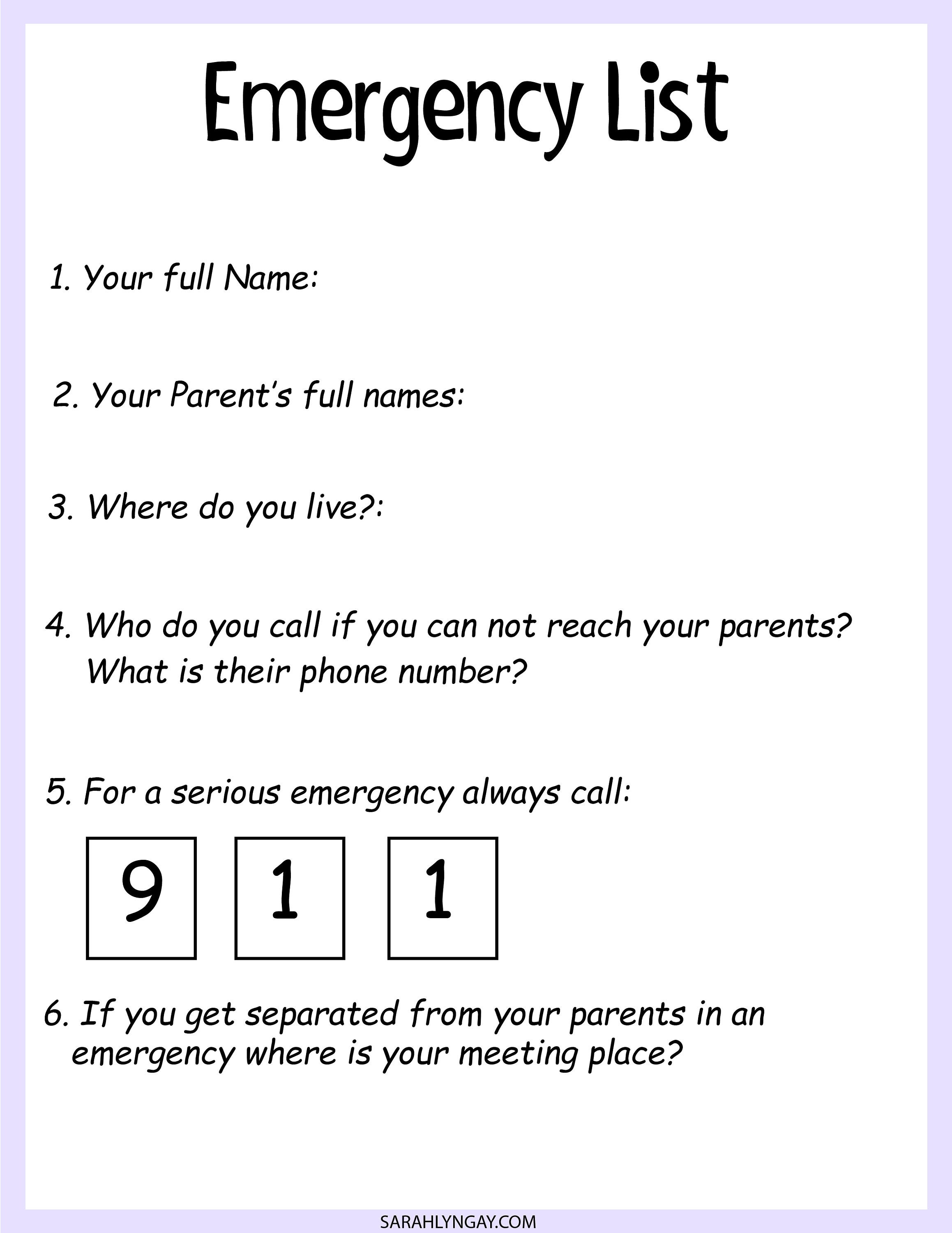 Emergency Activity Pack Digital Download Kids Workbook | Etsy