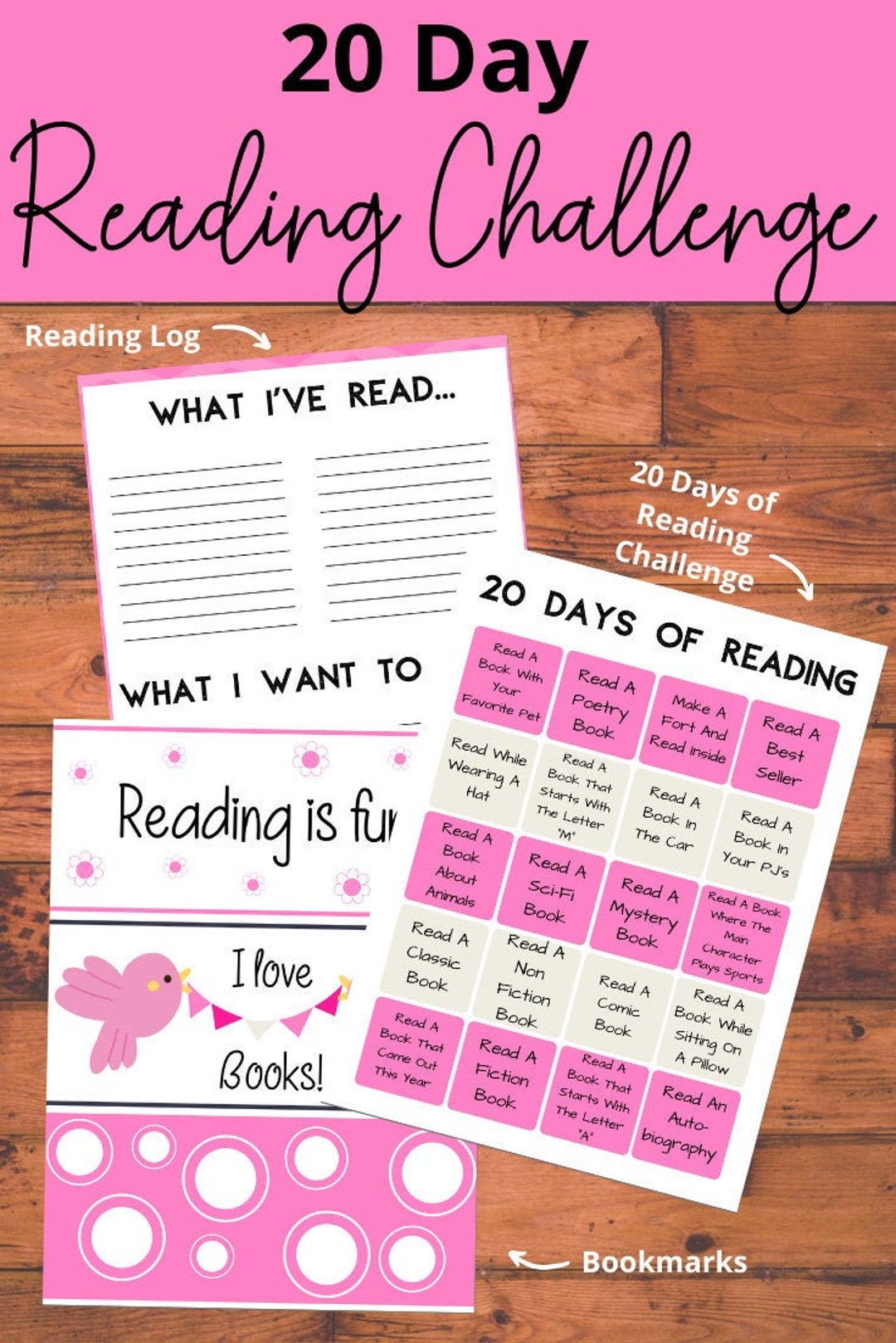 Reading Challenge, Reading is Fun, Instant Download, Kid’s Worksheets ...