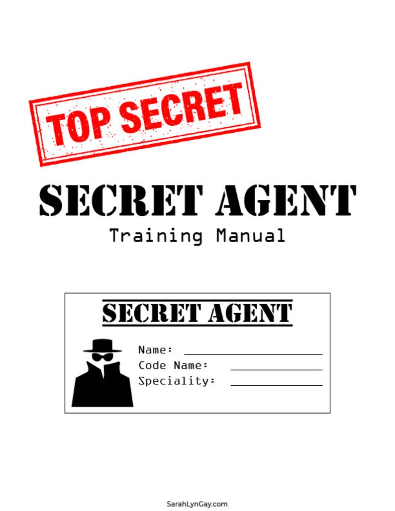 Secret Agent Training Manual, Digital Download, Instant Download, Kids ...