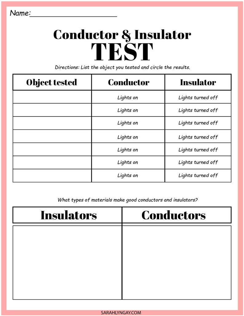 Insulators & Conductors for Kids Instant Download STEM - Etsy