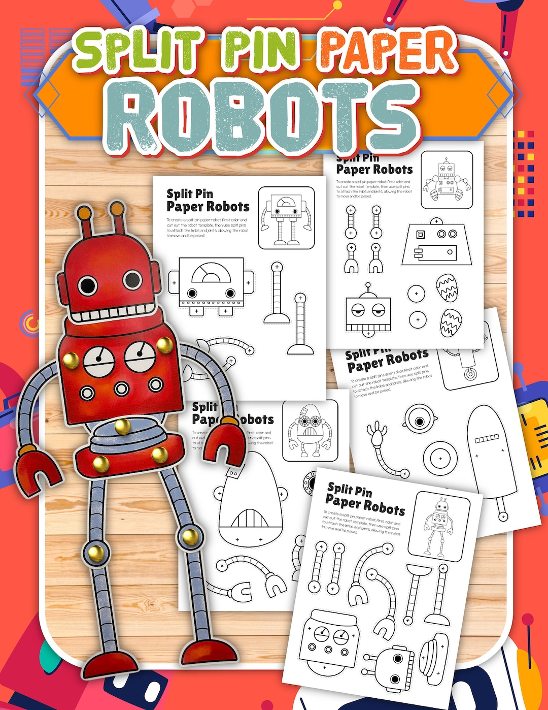 Split Pin Paper Robots, Robots, Digital Download, Printable Download ...
