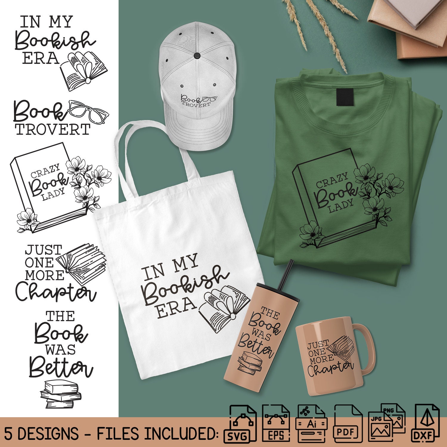 Bookish SVG Designs, SVG Designs, Digital Download, Instant Download ...