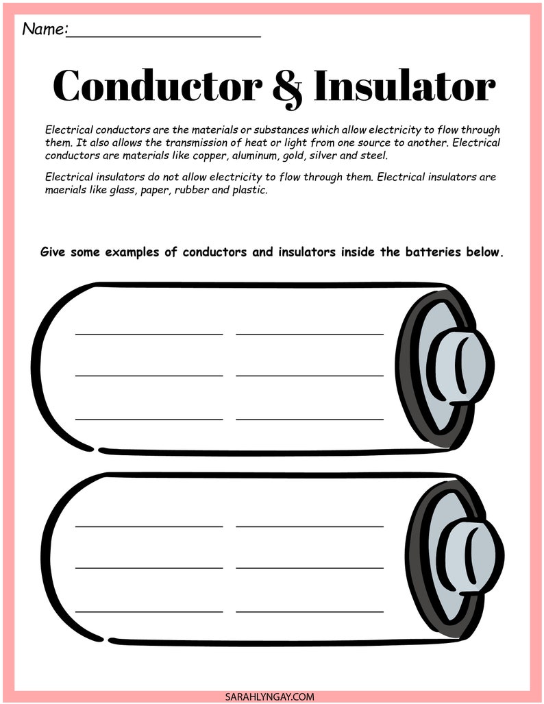 Insulators & Conductors for Kids, Instant Download, STEM Workbook ...