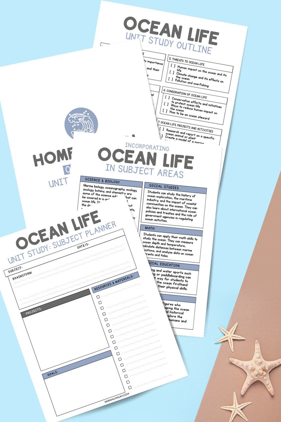 Ocean Life Unit Study, Ocean Life, Unit Study, Digital Download ...