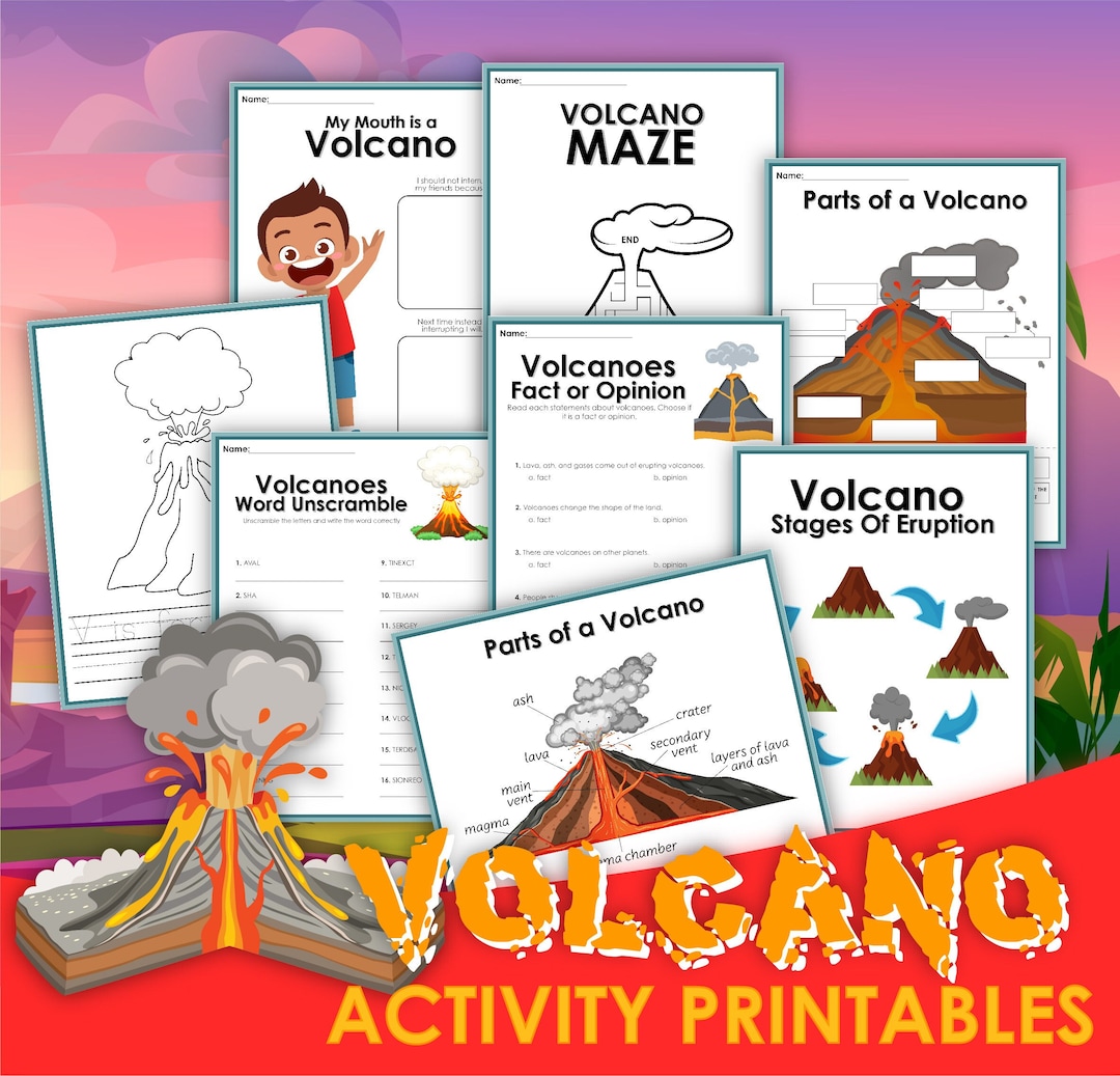 Volcano, Volcano Printable Set, Volcano Facts, Instant Download ...