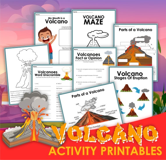 Volcano Volcano Printable Set Volcano Facts instant | Etsy
