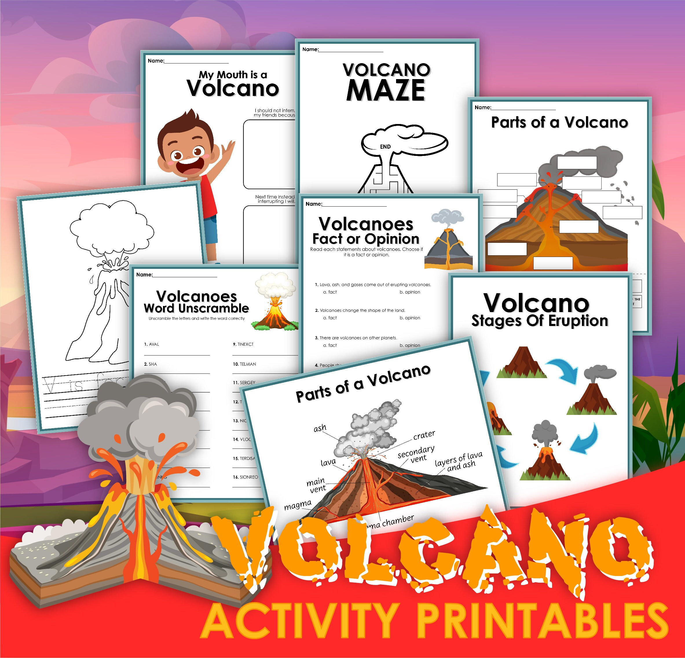 Volcano Worksheets