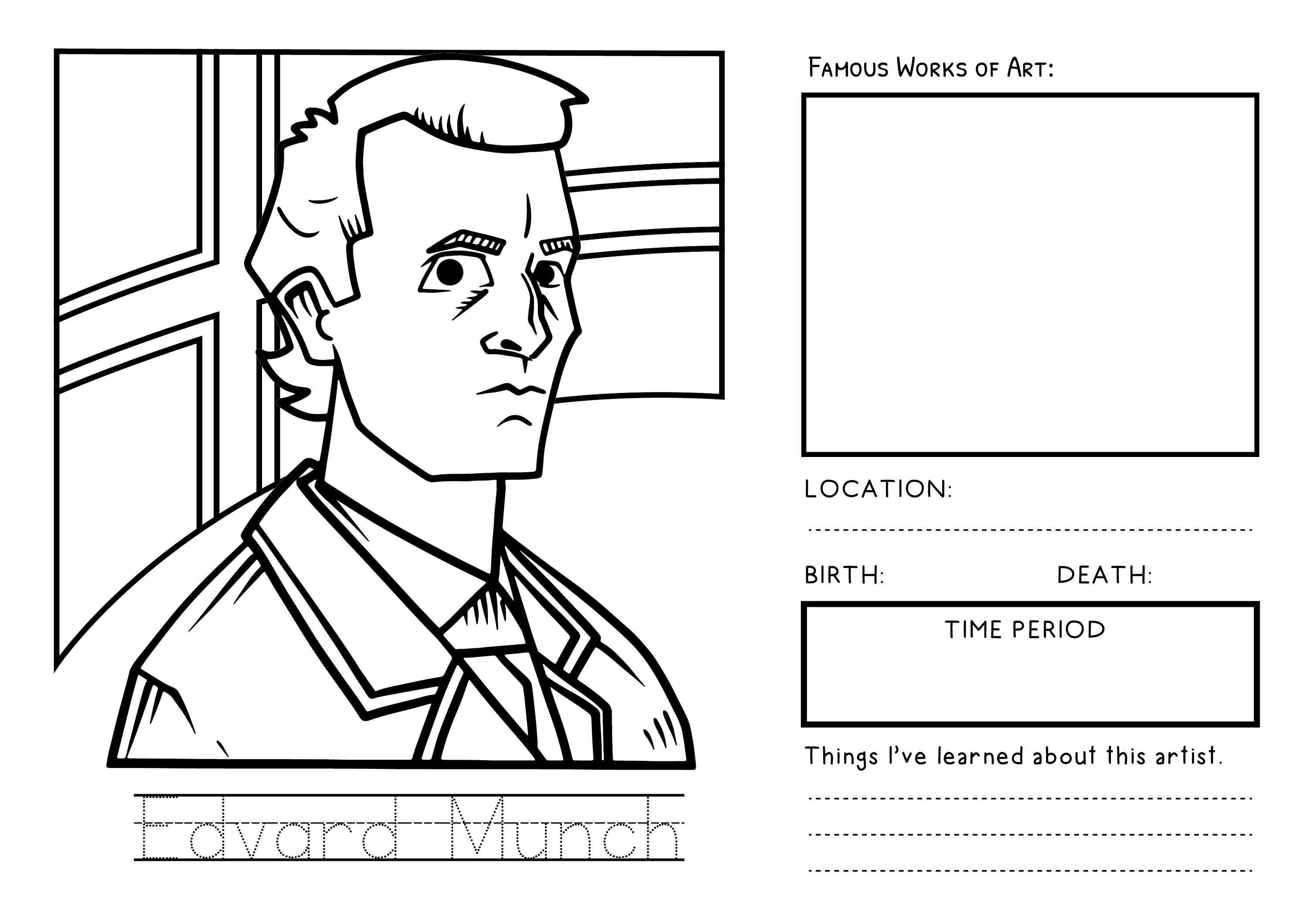 Famous Artist Worksheets Set, Famous Artists, Digital Download, Instant ...