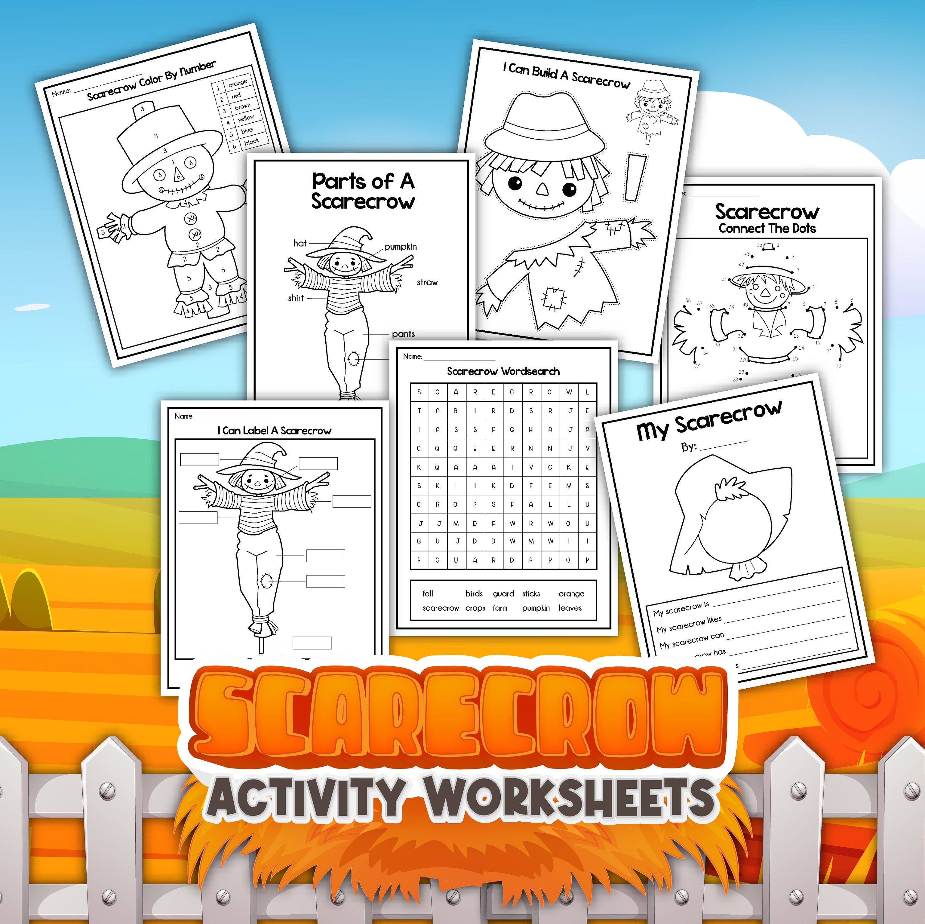 Scarecrow Activity Set, Digital Download, Printable Download, Instant ...
