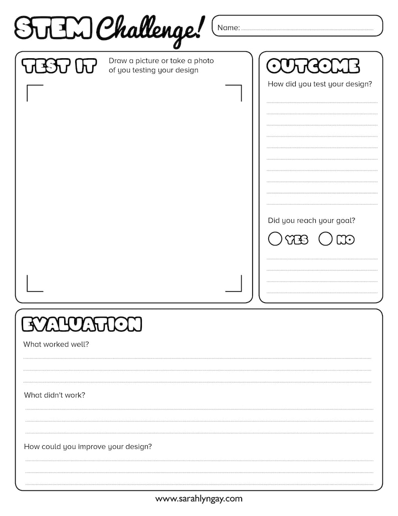 STEM Challenge Worksheets, STEM, Digital Download, Instant Download ...