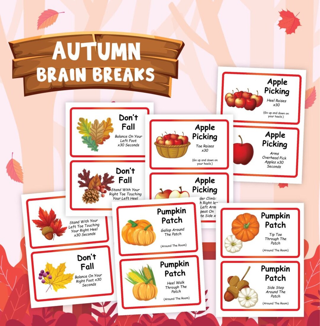 Autumn Brain Breaks, Pumpkins, Pumpkin Printables, Instant Download ...