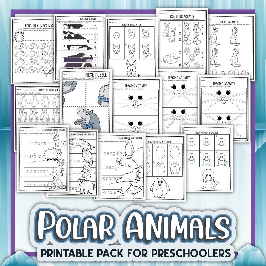 Polar Animals Printable Set, Polar Animals, Digital Download, Printable ...