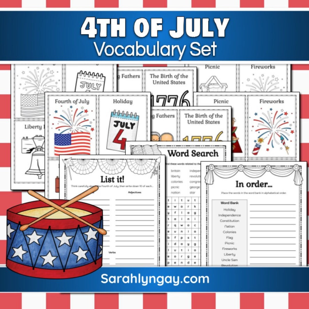 4th of July Vocabulary Set, Vocabulary Set, Printable Download, Instant ...