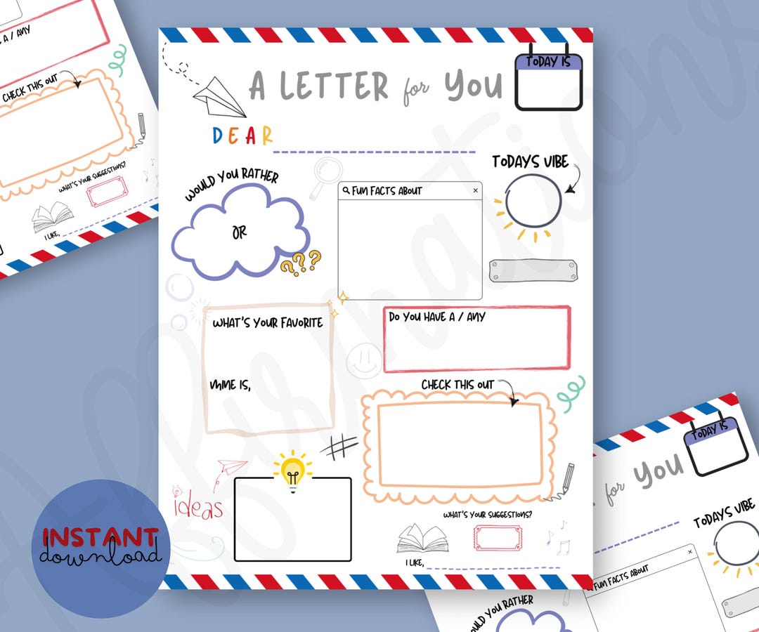 Penpal Template for Kids, Penpal Letter Template, Penpal Printable ...