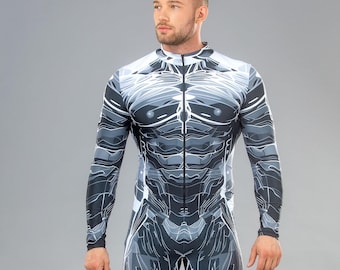Adult Festival Costume, Robot Bodysuit Men, Cyber Male Bodysuit ...