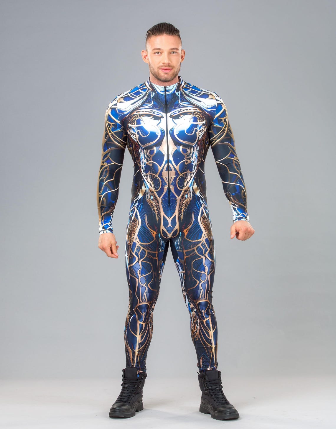 Adult Festival Costume, Robot Bodysuit Men, Cyber Male Bodysuit ...