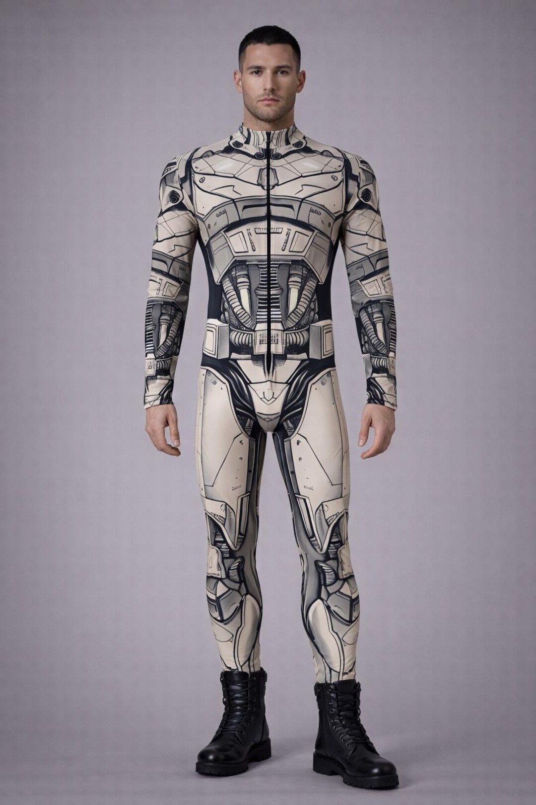 Men’s Cyborg Robot Full Body Bodysuit With Matching Mask – Futuristic ...