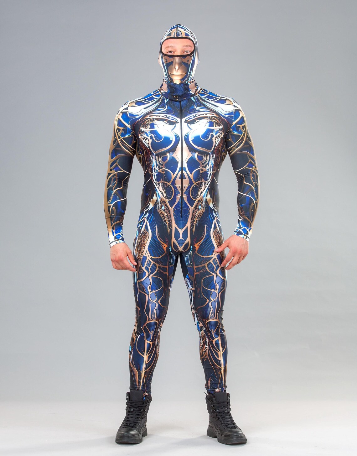 Adult Festival Costume, Robot Bodysuit Men, Cyber Male Bodysuit ...