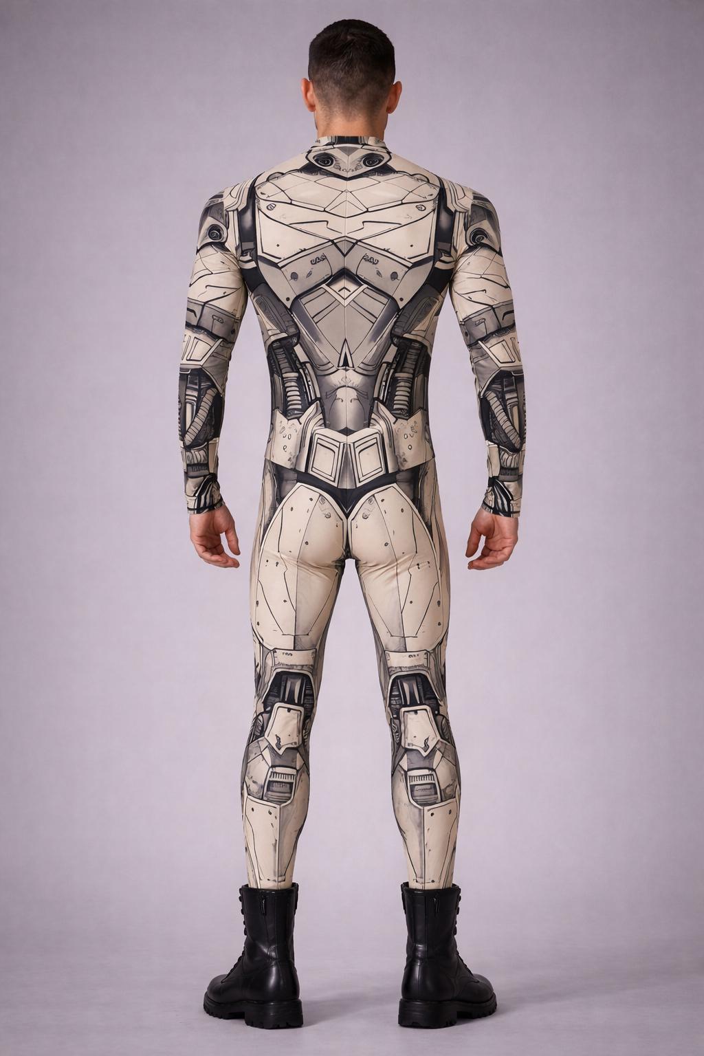 Men’s Cyborg Robot Full Body Bodysuit With Matching Mask – Futuristic ...