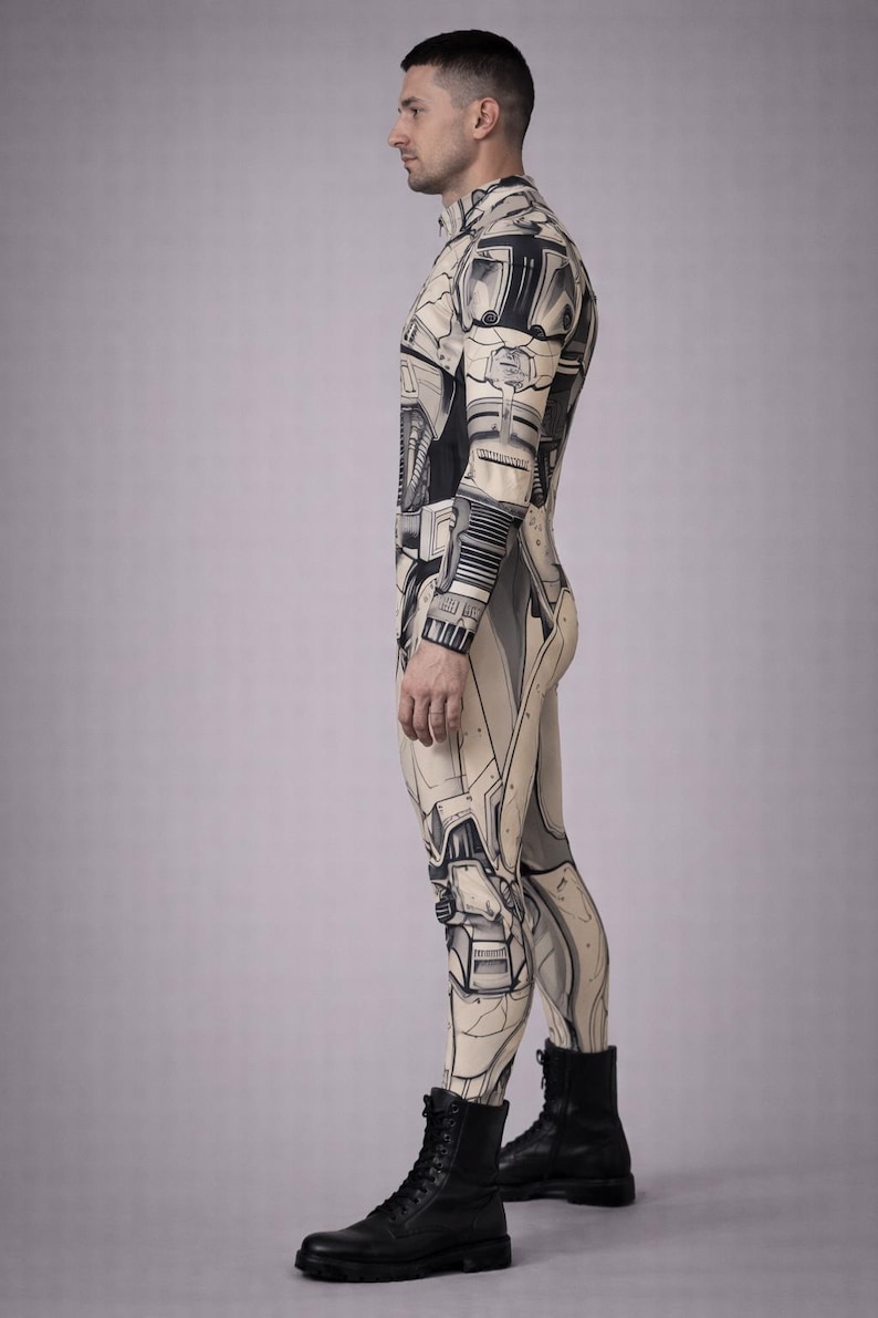 Men’s Cyborg Robot Full Body Bodysuit With Matching Mask – Futuristic ...