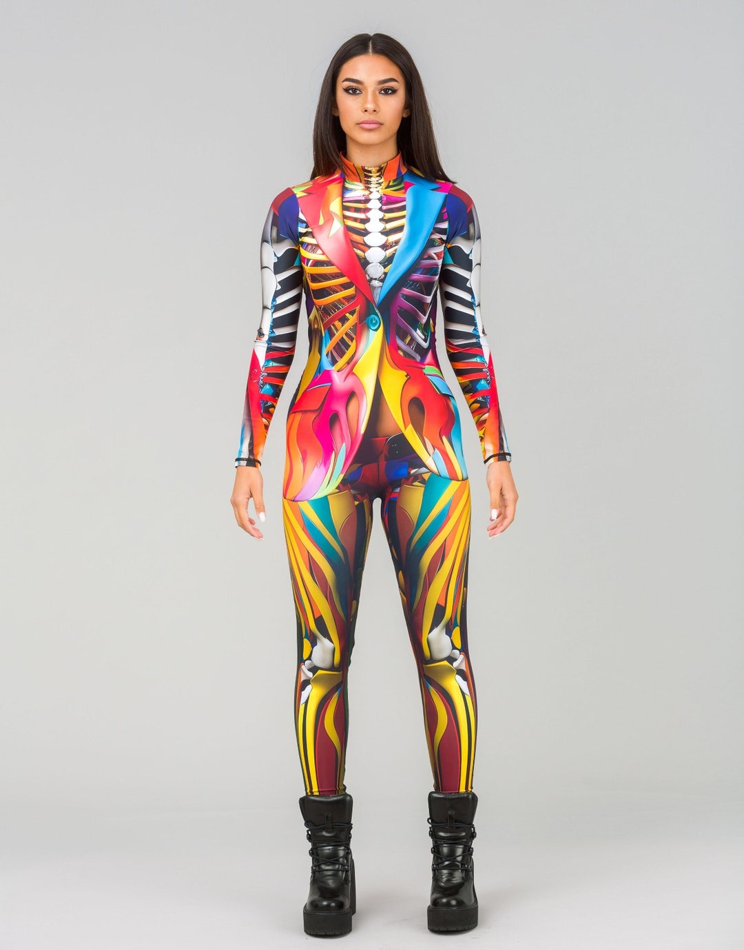 Skeleton Suit Jumpsuit: UV Reactive Lycra Halloween Costume - Etsy