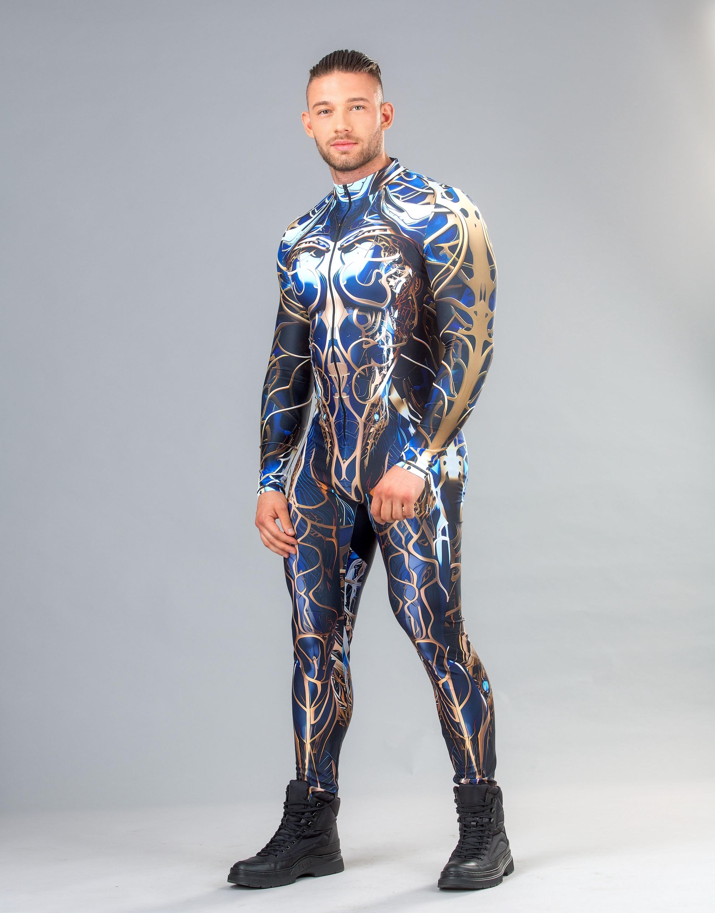 Adult Festival Costume, Robot Bodysuit Men, Cyber Male Bodysuit ...