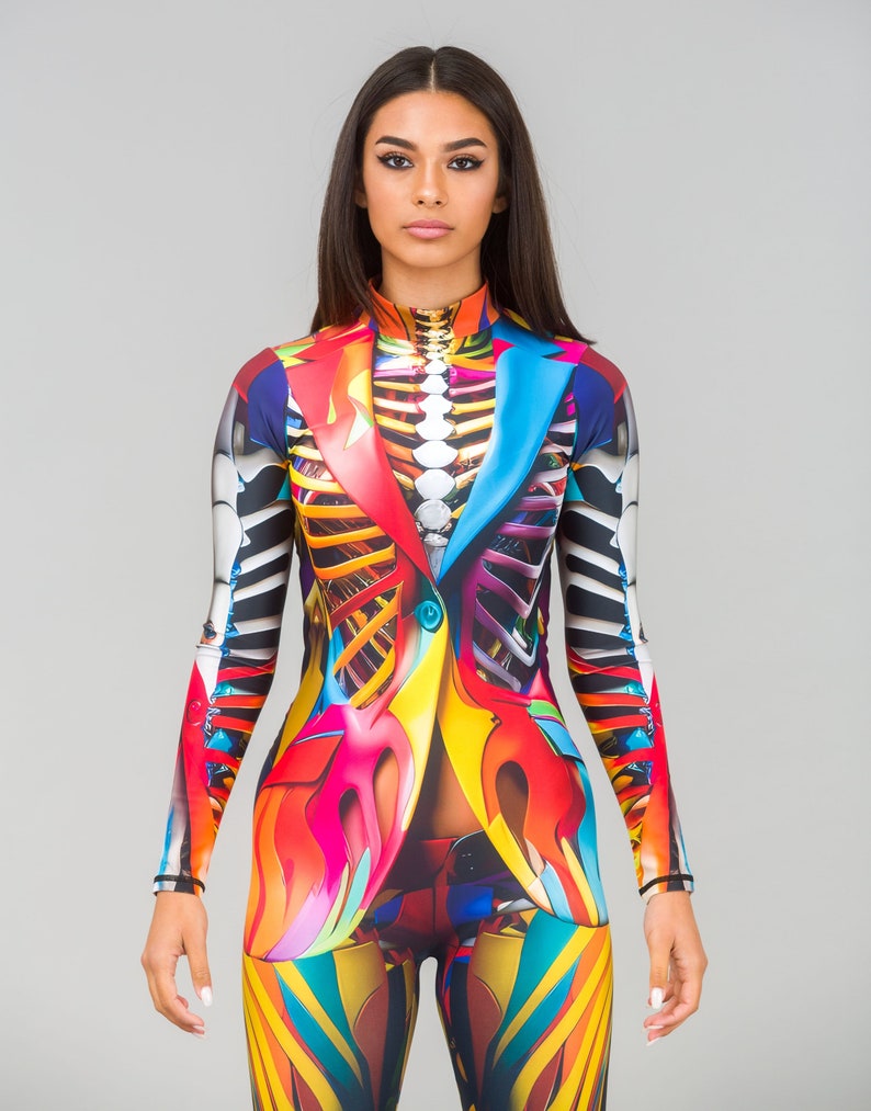 Skeleton Suit Jumpsuit: UV Reactive Lycra Halloween Costume - Etsy