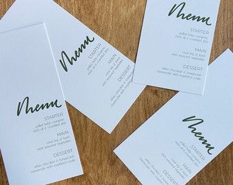 Olive Green Menus - Etsy
